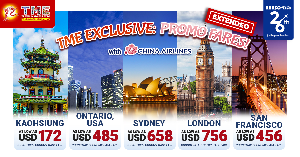 Rakso Travel - TME EXCLUSIVE: CHINA AIRLINES PROMO FARES! ️with China ...